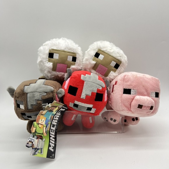 Toys | Minecraft Plush Doll Lot Of 5 Mojang Cow Mushroom Sheep Pig ...